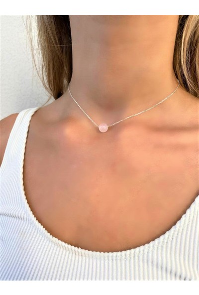 Mg Store Doğal Taş 925 Ayar Gümüş Kolye