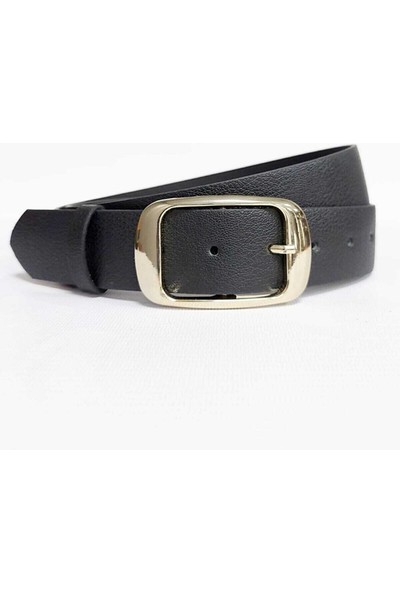 Kemerix Kadın Gold Tokalı Siyah Kemer K1004X