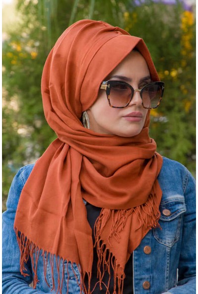 Aişe Tesettür Taba Koton Şapkalı Şal - 50800