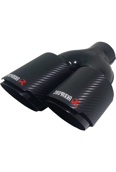 Akrapovic 76 Lık Çiftli Sol Akrapoviç Içi Siyah Egzoz Başlığı Eksoz Kafası Egsoz Çift 76 mm Karbon