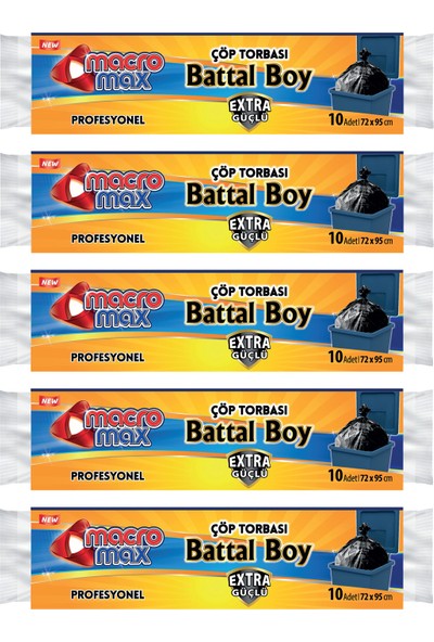 Macromax Profesyonel Çöp Torbası Battal Boy 'li 5X10 Adet Macromax Profesyonel Çöp Torbası Battal Boy 'li 5X10 Adet