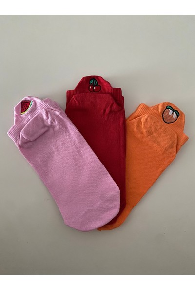 Akal Store Pamuklu Nakışlı Patik Kadın Çorap 3'lü Akal Store Pamuklu Nakışlı Patik Kadın Çorap 3'lü