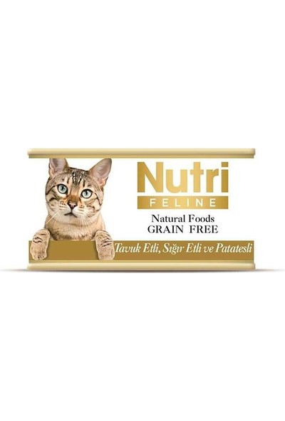 Nutri Feline Tavuk Etli, Sığır Etli ve Patatesli Kedi Maması 85 gr Nutri Feline Tavuk Etli, Sığır Etli ve Patatesli Kedi Maması 85 gr