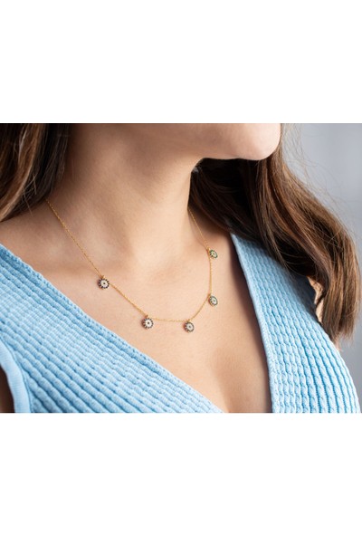 Gümüşistan 925 Ayar Gümüş Beşli Nazar Kolye