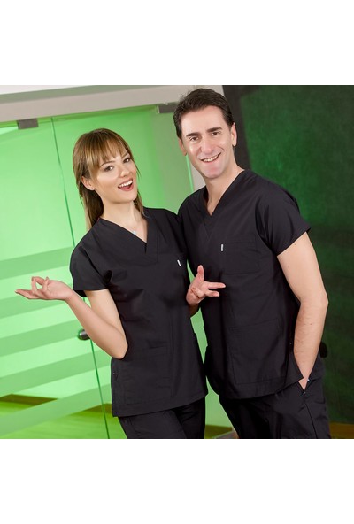 Çizgi Medikal Siyah Doktor Hemşire Forması Scrubs Terikoton Takım (Ince Kumaş) Yarasa Kol Hemşire Üniforması Çizgi Medikal Siyah Doktor Hemşire Forması Scrubs Terikoton Takım (Ince Kumaş) Yarasa Kol Hemşire Üniforması