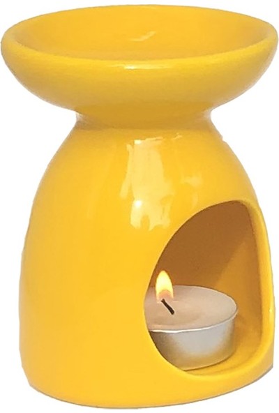 Sarı Konik Seramik Buhurdanlık Tütsülük