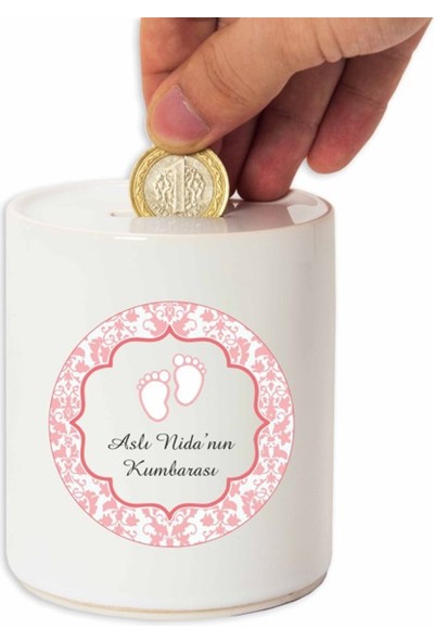 Hediye Rengi Isme Özel Seramik Kumbara - Bebek