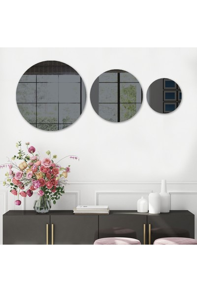 Decorita Ayna - Füme Ayna - 3'lü Takım Daire Ayna Decorita Ayna - Füme Ayna - 3'lü Takım Daire Ayna