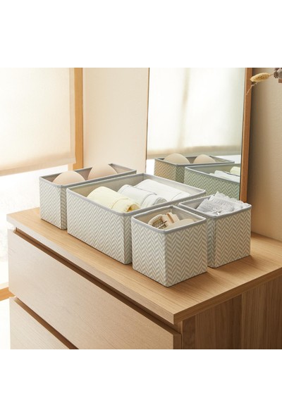 Ocean Home Gri Desenli Kumaş Çekmece Içi Organizer Set