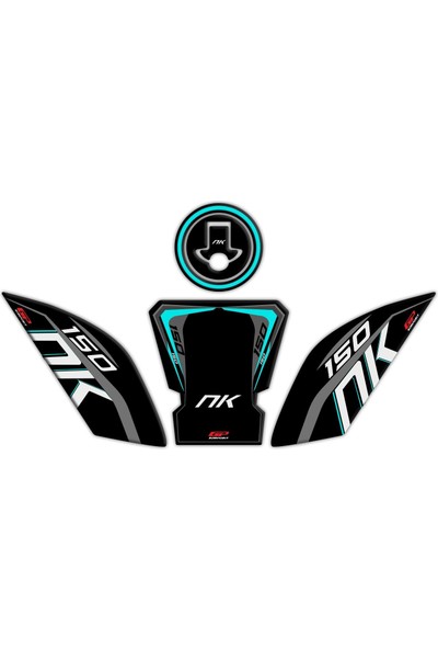 GP Kompozit CF Moto 150 NK 2016-2022 Uyumlu Tank Pad Seti Siyah-Turkuaz GP Kompozit CF Moto 150 NK 2016-2022 Uyumlu Tank Pad Seti Siyah-Turkuaz