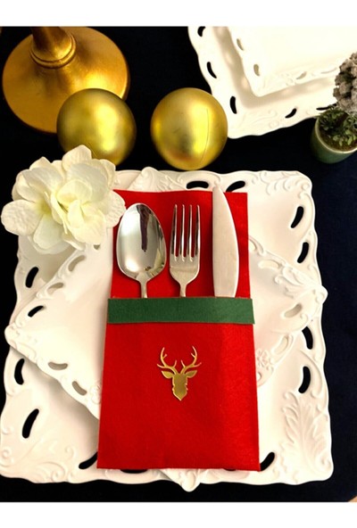 Evdeucuz 6 Adet Yılbaşı Özel Geyikli Keçe Servislik Evdeucuz 6 Adet Yılbaşı Özel Geyikli Keçe Servislik