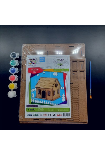 Jet Reklam 3D Ahşap Maket Büyük Ev Eğitici ve Eğlenceli 6 Adet Boya ve Fırça Hediyeli Hemen Boyamaya Başla Jet Reklam 3D Ahşap Maket Büyük Ev Eğitici ve Eğlenceli 6 Adet Boya ve Fırça Hediyeli Hemen Boyamaya Başla