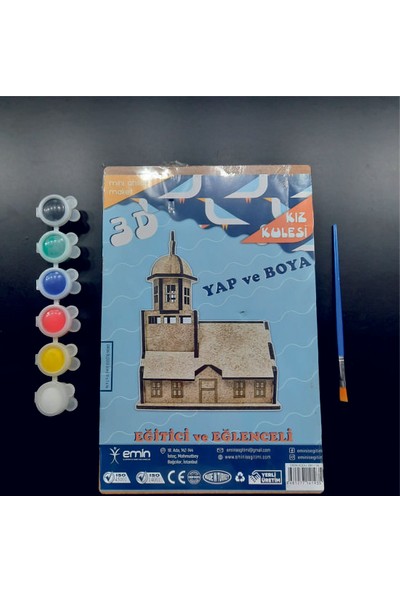 Jet Reklam 3D Ahşap Maket Kız Kulesi Eğitici ve Eğlenceli 6 Adet Boya ve Fırça Hediyeli Hemen Boyamaya Başla Jet Reklam 3D Ahşap Maket Kız Kulesi Eğitici ve Eğlenceli 6 Adet Boya ve Fırça Hediyeli Hemen Boyamaya Başla