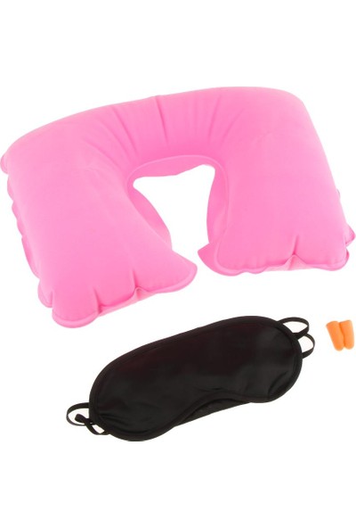 Seyahat Şişme Uçuş Yastık Boyun Başkanı Dinlenme Yastık + Göz Maskesi + Kulaklık