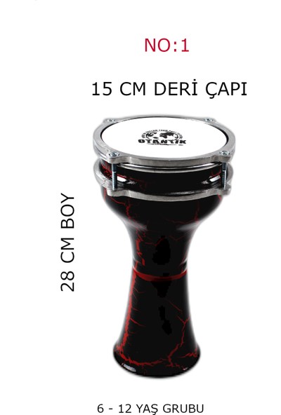 Otantik Kırmızı Çatlak Boyalı 1 Numara Darbuka Otantik Kırmızı Çatlak Boyalı 1 Numara Darbuka