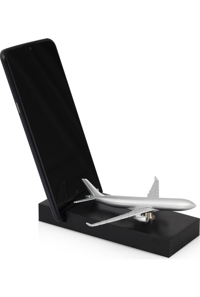 Zekupp Gümüş Gri Uçak Maketi Telefon Tutucu, Masa Üstü Aksesuar