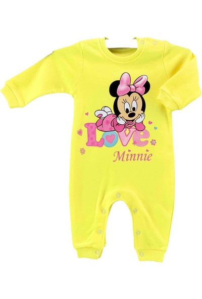 Balböceğim Mini Love Baskılı Kız Bebek Tulum Sarı