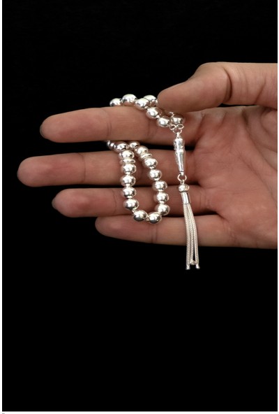 Roza Silver Yuvarlak Habbe Saf Gümüş Tesbih