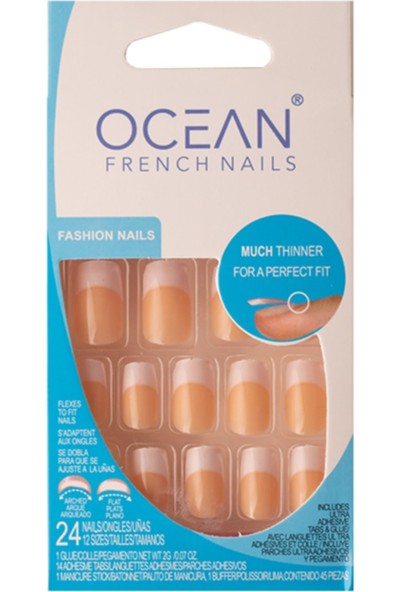 Ocean French Takma Tırnak, Kalın French Uygulamalı, Kolay Uygulanabilir, Doğal, Yapışkanlı 190 Ocean French Takma Tırnak, Kalın French Uygulamalı, Kolay Uygulanabilir, Doğal, Yapışkanlı 190