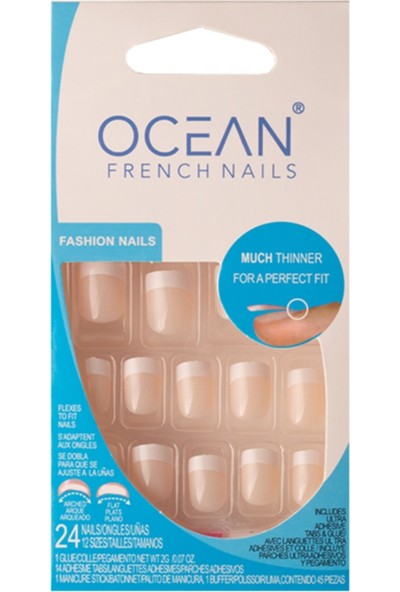 Ocean French Takma Tırnak, Kalın French Uygulamalı, Kolay Uygulanabilir, Doğal, Yapışkanlı 190 Ocean French Takma Tırnak, Kalın French Uygulamalı, Kolay Uygulanabilir, Doğal, Yapışkanlı 190