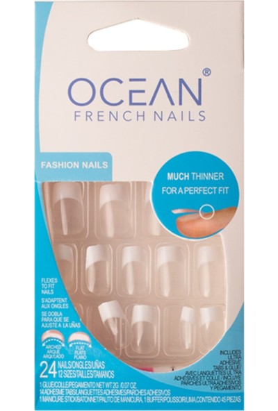 Ocean French Takma Tırnak, Kalın French Uygulamalı, Kolay Uygulanabilir, Doğal, Yapışkanlı 190 Ocean French Takma Tırnak, Kalın French Uygulamalı, Kolay Uygulanabilir, Doğal, Yapışkanlı 190