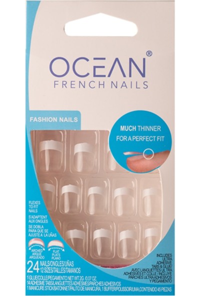 Ocean French Takma Tırnak, Kalın French Uygulamalı, Kolay Uygulanabilir, Doğal, Yapışkanlı 190 Ocean French Takma Tırnak, Kalın French Uygulamalı, Kolay Uygulanabilir, Doğal, Yapışkanlı 190