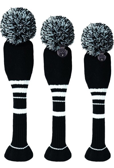 3 Parça Pom Pom Kafa Kapakları Fairway Örgü Golf Ahşap Başörtüsü Koruyucu Şerit Siyah Beyaz Kapakları 3 Parça Pom Pom Kafa Kapakları Fairway Örgü Golf Ahşap Başörtüsü Koruyucu Şerit Siyah Beyaz Kapakları