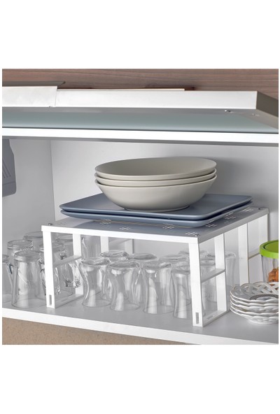 Luxmilard Dots Dolap Içi Ayaklı Metal Raf Mutfak Düzenleyici - Kare