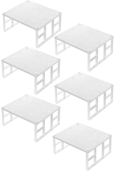 Luxmilard Dots Dolap Içi Ayaklı Metal Raf Mutfak Düzenleyici - 6 Lı Set