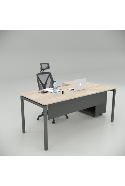 Akr Ofis Ear Çalışma Masası Meşe (120CM Alt Etajerli)