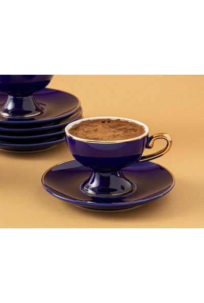 English Home Suza Porselen 6'lı Kahve Fincan Takımı 90 ml Lacivert