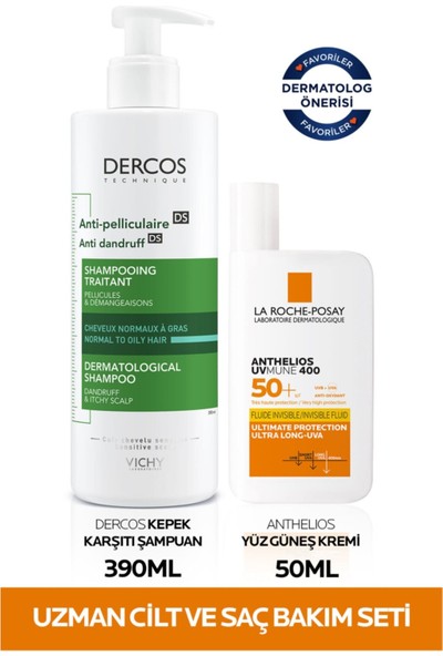 Uzman Cilt ve Saç Bakım Seti: Anthelios Yüz Güneş Kremi 50 ml & Dercos Kepek Karşıtı Şampuan 390 ml Uzman Cilt ve Saç Bakım Seti: Anthelios Yüz Güneş Kremi 50 ml & Dercos Kepek Karşıtı Şampuan 390 ml
