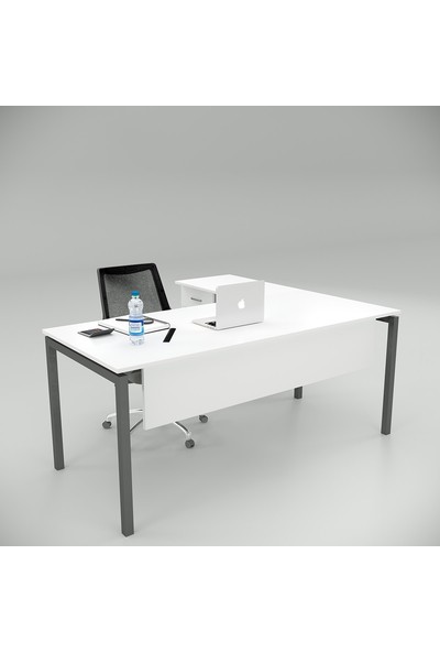 Akr Ofis Ear Çalışma Masası Keson Etajerli Beyaz