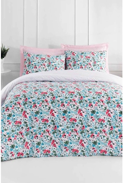 Çift Kişilik Pamuklu Nevresim Takımı Fitted Çarşaflı Lastikli Aida Pink Puff Çift Kişilik Pamuklu Nevresim Takımı Fitted Çarşaflı Lastikli Aida Pink Puff