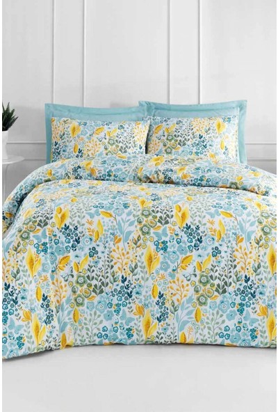 Çift Kişilik Pamuklu Nevresim Takımı Fitted Çarşaflı Lastikli Frida Menthol Çift Kişilik Pamuklu Nevresim Takımı Fitted Çarşaflı Lastikli Frida Menthol