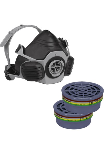 Delta Plus M6100 Yarım Yüz Maskesi + 2'Li M6000 Abek1 Filtre Seti Delta Plus M6100 Yarım Yüz Maskesi + 2'Li M6000 Abek1 Filtre Seti