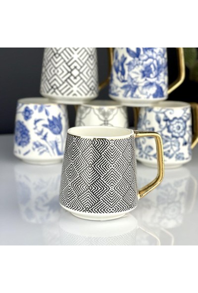 Acar Renkli 6 Lı Gold Kulplu Çiçek 180 ml Porselen Kupa Takımı 12153 Acar Renkli 6 Lı Gold Kulplu Çiçek 180 ml Porselen Kupa Takımı 12153