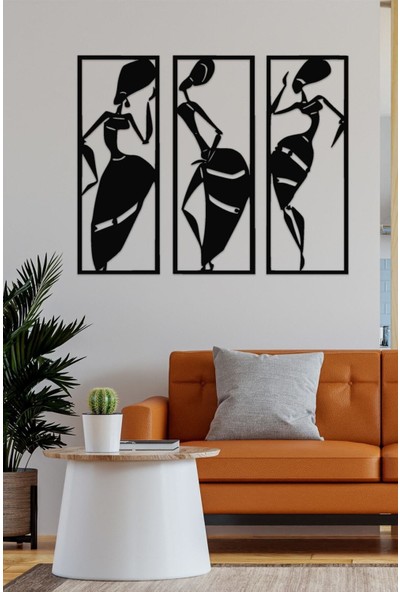 Gibella Üçlü Afrikalı Kadınlar Siyah Lazer Kesim Duvar Dekorasyon Ürünü Gibella Üçlü Afrikalı Kadınlar Siyah Lazer Kesim Duvar Dekorasyon Ürünü