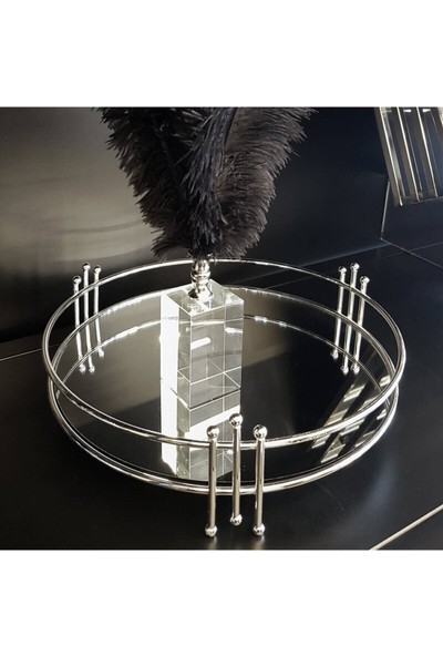 Bahar Dekoratif Gümüş Aynalı Tepsi Sunum Tepsi 30X10CM Bahar Dekoratif Gümüş Aynalı Tepsi Sunum Tepsi 30X10CM
