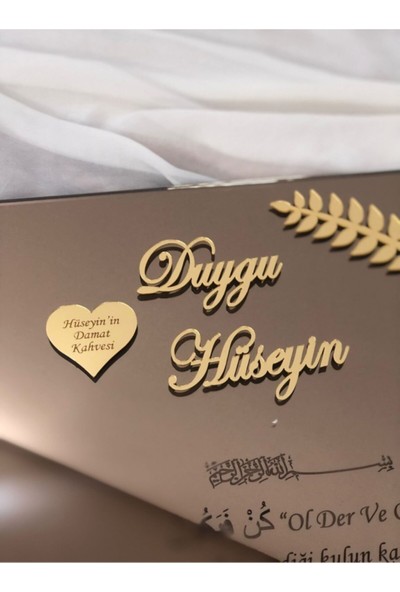 Söz Tepsisi Isimleri, Nişan Tepsisi Pleksi Söz Isimlik El Yazısı ve Damat Kahvesi 4 cm