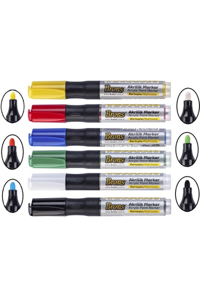 Brons Akrilik Marker Yuvarlak Uç 6 Ana Renk 1 Paket Brons Akrilik Markör Metal Seramik Ahşap Kumaş Tuval Cam Taş Brons Akrilik Marker Yuvarlak Uç 6 Ana Renk 1 Paket Brons Akrilik Markör Metal Seramik Ahşap Kumaş Tuval Cam Taş