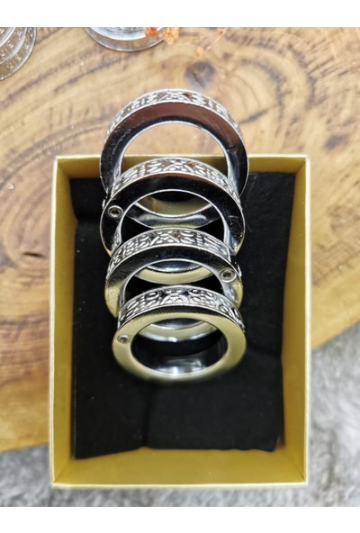 Gumush Katlanabilir Dekoratif Aksesuar Musta Görünümlü Parmak Yüzük