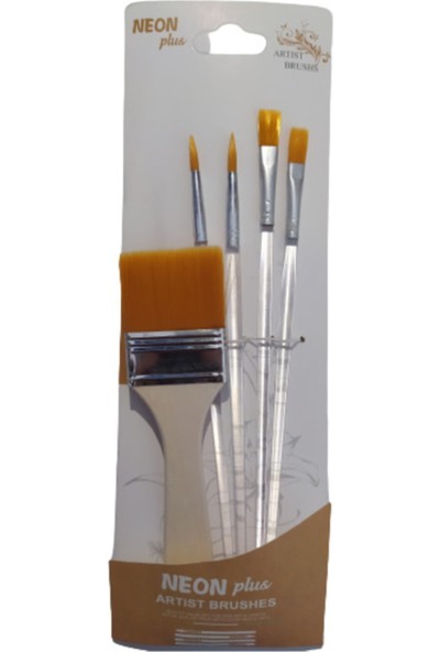 Neon Plus Fırça Seti 4'lü Akrilik Guaj Sulu Boya Zemin Fırçası Neon Plus Fırça Seti 4'lü Akrilik Guaj Sulu Boya Zemin Fırçası