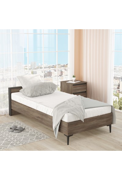 Yurudesign Aristo Tekli Karyola 190 x 90 cm Kahve-Antrasit Ar5-Ca Yurudesign Aristo Tekli Karyola 190 x 90 cm Kahve-Antrasit Ar5-Ca