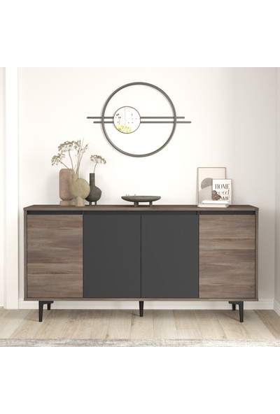 Yurudesign Aristo Konsol 4 Kapaklı 160 cm Kahve-Antrasit Ar3-Ca Yurudesign Aristo Konsol 4 Kapaklı 160 cm Kahve-Antrasit Ar3-Ca