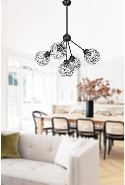 Venon Aydınlatma Elsa 5 Li Metal Camlı E-27 (Nazar Kol Cam Krom) Siyah Venon Aydınlatma Elsa 5 Li Metal Camlı E-27 (Nazar Kol Cam Krom) Siyah