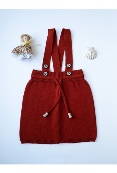 Meriç Bebe Askılı ve Bağcıklı Triko Etek