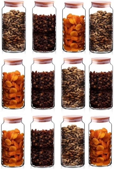 Rossel Premium Bambu Vakum Kapaklı Cam Kavanoz 1300 ml 12 Li Rossel Premium Bambu Vakum Kapaklı Cam Kavanoz 1300 ml 12 Li