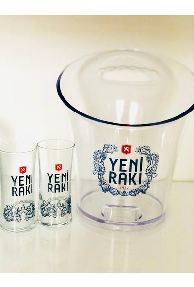 Yeni Rakı Şişe Kova + 2 Adet Bardak