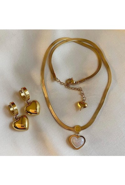 Hatcos Accessories Çelik Kolye Küpe Set